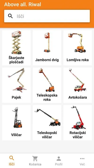 Mobilna aplikacija za najem - Riwal Slovenija