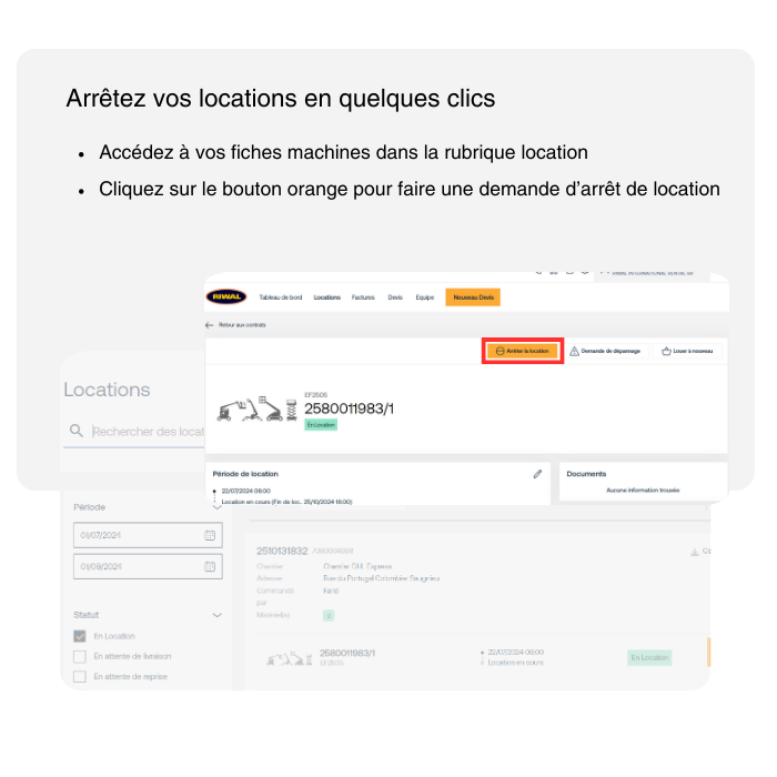 Prolongez ou arrêtez votre location en ligne avec My Riwal | Riwal